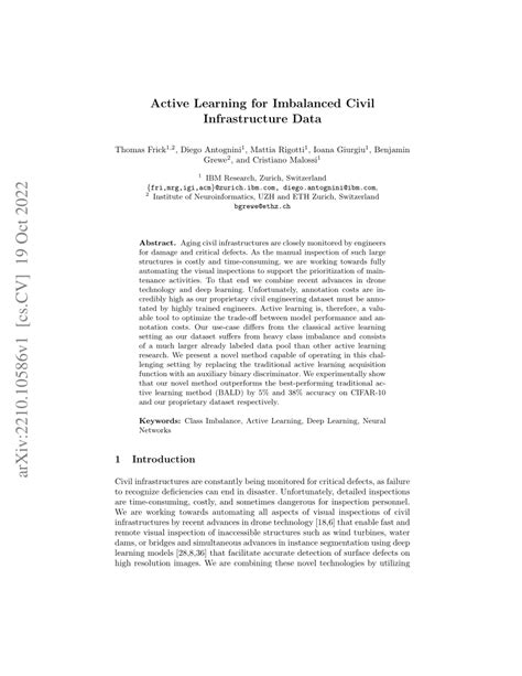 Pdf Active Learning For Imbalanced Civil Infrastructure Data