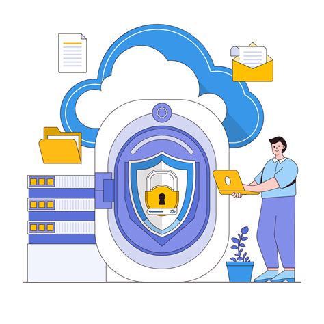 secure cloud storage vector illustration concept with characters data