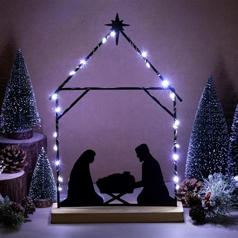 Cinnvoice Lighted Nativity Scene Christmas Table