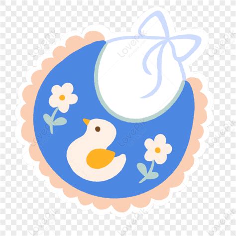 파랑 새 꽃 일러스트 타액 포켓 스티커침 포켓포위 Png 일러스트 무료 다운로드 Lovepik