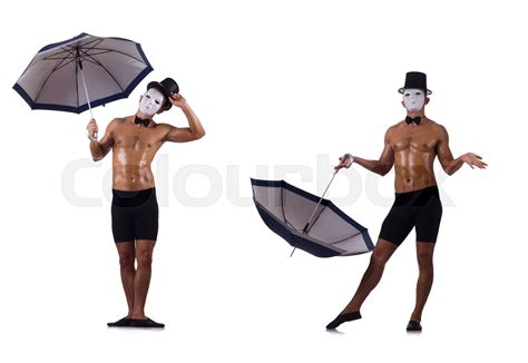 Naked Muscular Mime Isolated On White Stock Image Colourbox