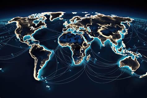 Premium Photo Map Of The World With Interconnected Lines Global Connectivity And Network
