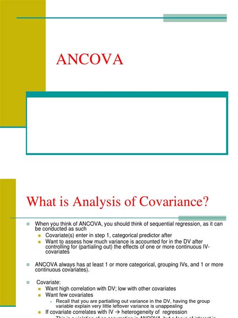Ancova Pdf Analysis Of Covariance Analysis Of Variance