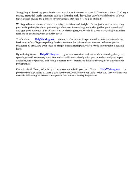 Informative Speech Thesis Statement Generator Pdf Essays Boycott