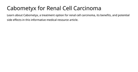 Cabometyx For Renal Cell Carcinoma Medsis