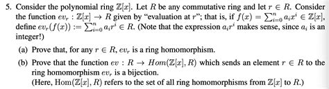 Solved 5 Consider The Polynomial Ring Z X Let R Be Any