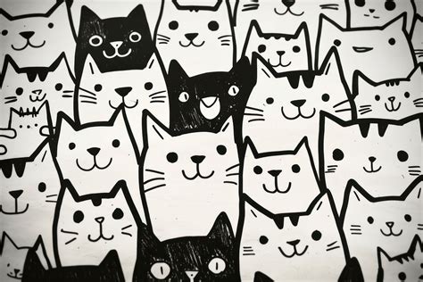 Cat Doodle Cute Wallpaper Drawing Free Photo Illustration Rawpixel