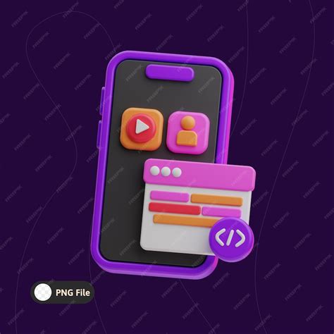 Premium Psd Coding App Development Illustration 3d