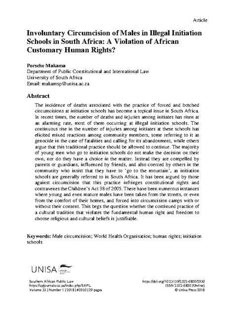 Involuntary Male Circumcision In Illegal Initiation Schools 2023