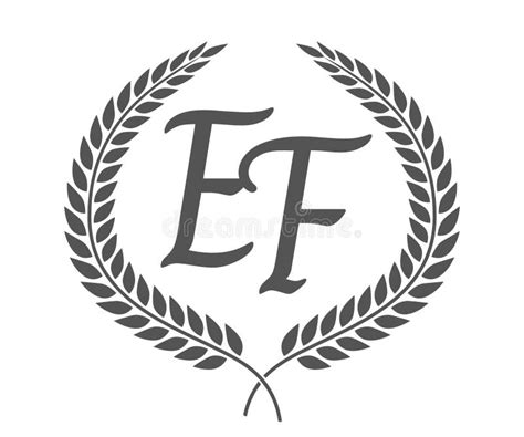 Initial Letter E And F EF Monogram Logo Design With Laurel Wreath Luxury Calligraphy Font