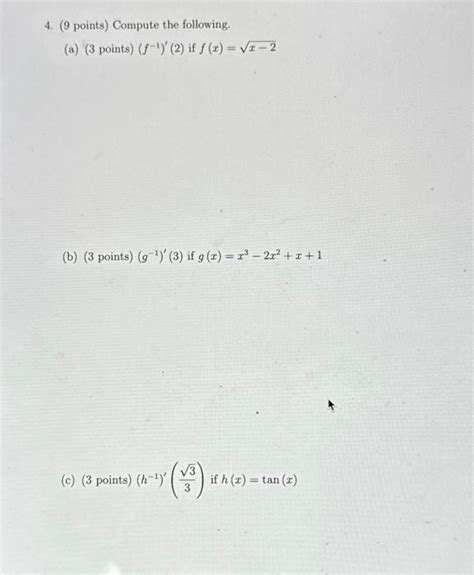 4 9 Points Compute The Following A 3 Points
