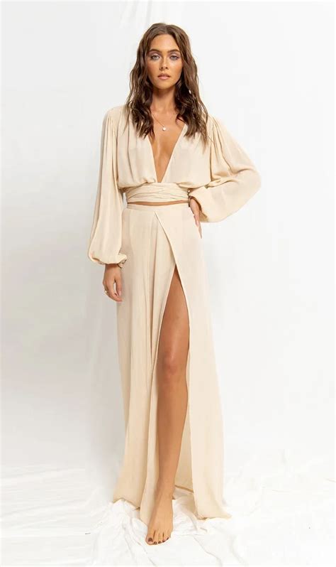 Elegant Sexy Dress For Women Lantern Sleeve Deep V Neck Cut Out Beach