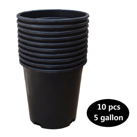 Labwork 10pcs Black 5 Gallon Circular Seedling Pots Plastic Plant Pots