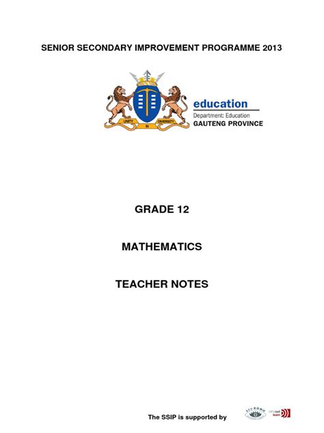 Maths Gr12 Session 16 19 Ssip Tn Pdf
