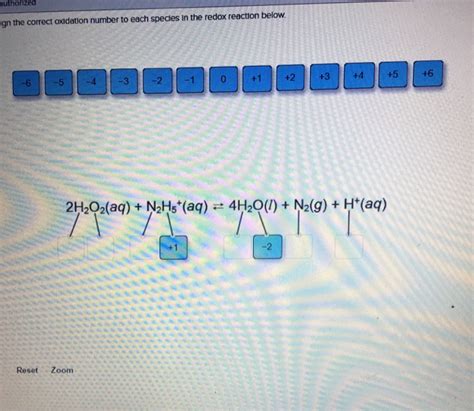 Solved The Correct Oxidation Number To Each Species In The