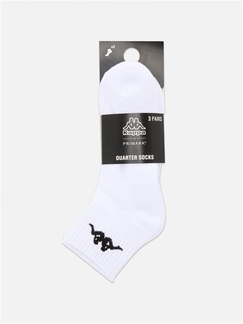 Womens White 3pk Kappa Ribbed Crew Socks Primark