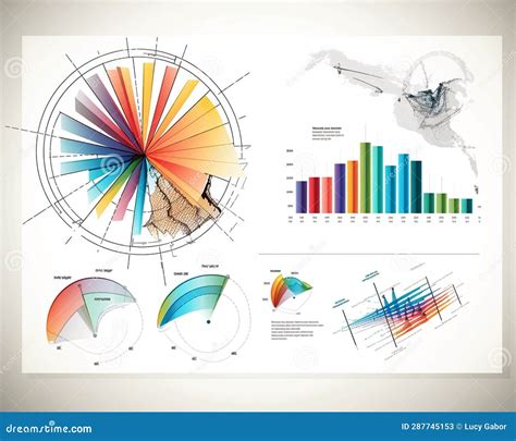 Data Visualization Charts Diagrams Vibrantly Illustration With White Background Stock