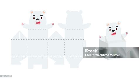 간단한 포장은 과자 사탕 작은 선물을위한 상자 북극곰 디자인을 선호합니다 모든 목적을위한 파티 패키지 템플릿 생일 베이비 샤워