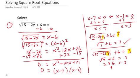 Solving Square Root Equations YouTube