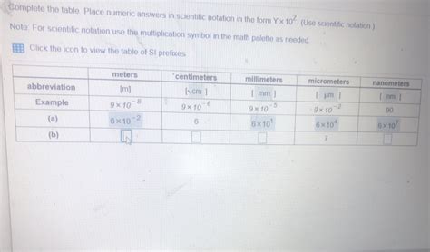 solved complete the table place numeric answers in