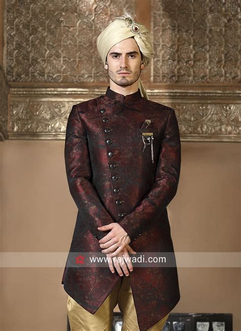 Maroon Brocade Silk Indo Western