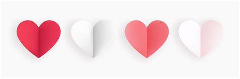 발렌타인 데이 분홍색과 빨간색 그라데이션 하트 세트 절연 통하고 있는 백색 배경 벡터 일러스트 레이 션입니다 종이 접기 파스텔 종이 사랑의 상징입니다 발렌타인 데이 배지