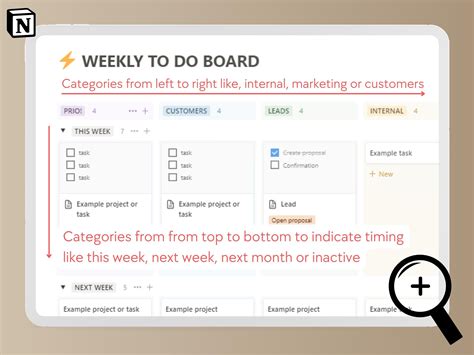 Notion Template Weekly To Do Board To Do List Kanban Board Project Management Work Planner Task