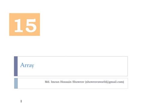 Array In C Ppt