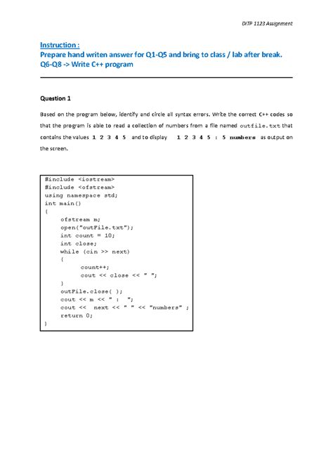 Tutorial Programming Array Instruction Prepare Hand Writen Answer