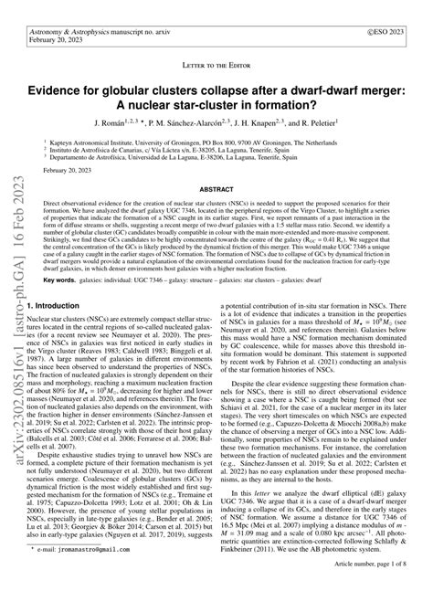 Pdf Evidence For Globular Clusters Collapse After A Dwarf Dwarf Merger A Nuclear Star Cluster