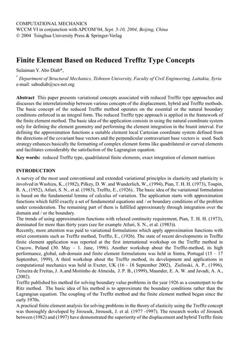 Pdf Finite Element Based On Reduced Trefftz Type Concepts