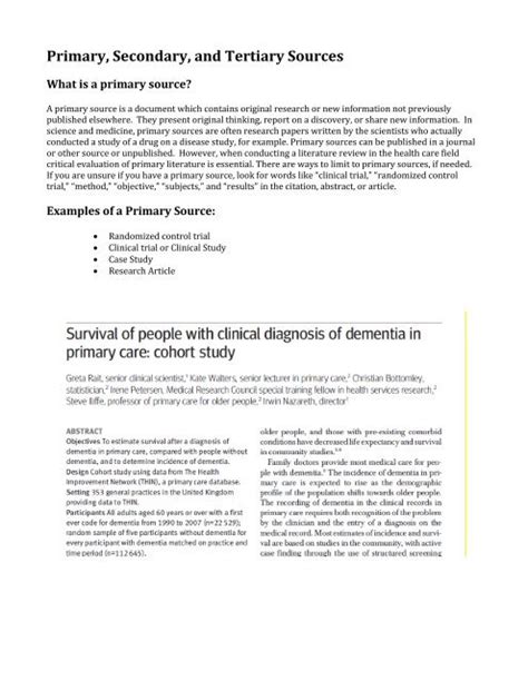 Primary Secondary And Tertiary Sources