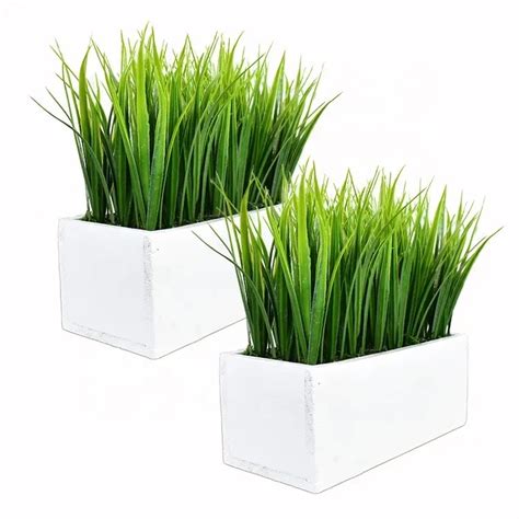 Саксия с изкуствена трева декоративно растение 21x20x8 см Emag Bg