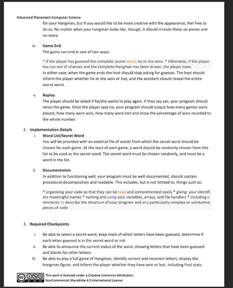 Solved Advanced Placement Computer Science Project Hangman