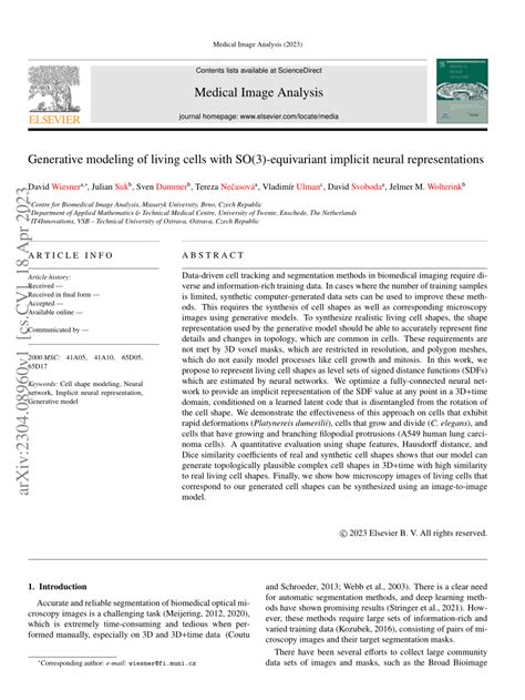PDF Generative Modeling Of Living Cells With SO Equivariant Implicit Neural Representations