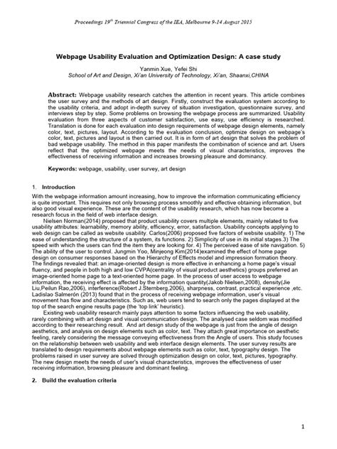 Topic 06 Webpage Usability Evaluation And Optimization Design Pdf Usability World Wide Web