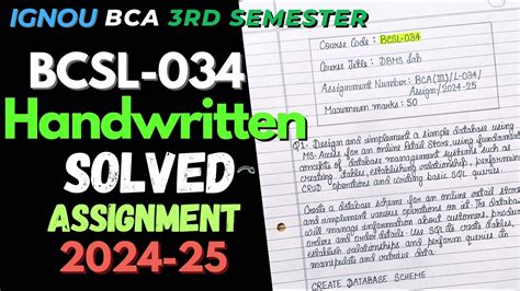 Bcsl 034 Handwritten Solved Assignment 2024 25 Ignou Bca 3rd Semester Handwritten Assignment