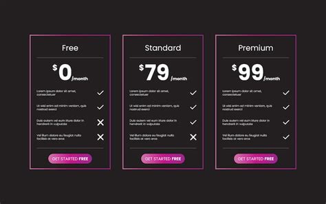 Premium Vector Modern Pricing Comparison Table For Web Landing Page