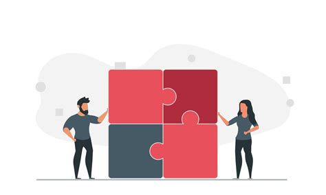 People Are Trying To Solve The Puzzle Together Man And Woman Team