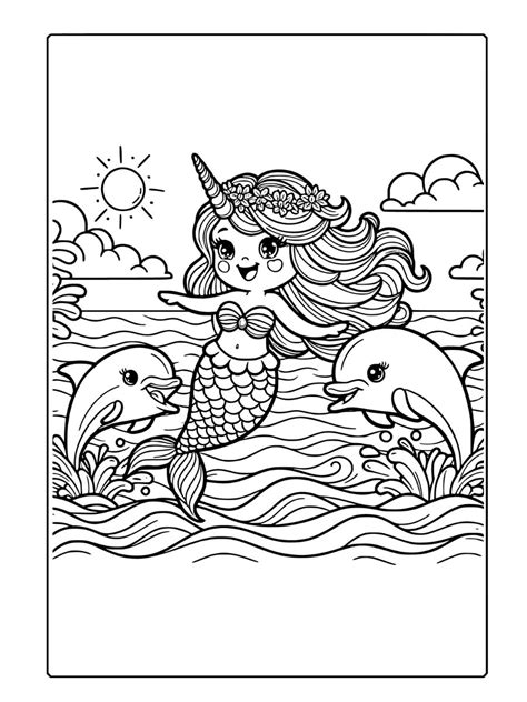 Free Printable Unicorn Mermaid Coloring Pages