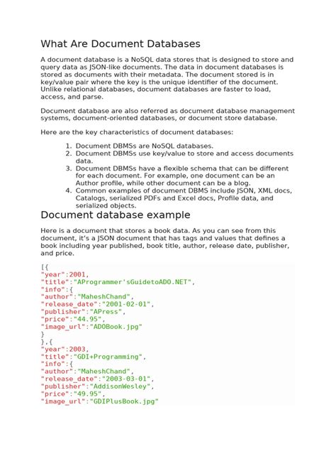 What Are Document Databases Pdf Databases No Sql