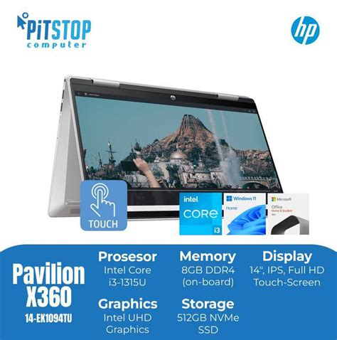 Jual Hp Pavilion X360 14 Ek1094tu Core I3 1215u Ram 8gb Ssd 512gb Touch Screen Flip 360 Di