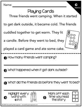 Hard Soft C G Phonics Reading Comprehension Passages Questions