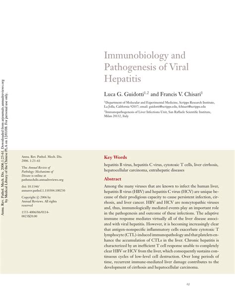 Pdf Immunobiology And Pathogenesis Of Viral Hepatitis