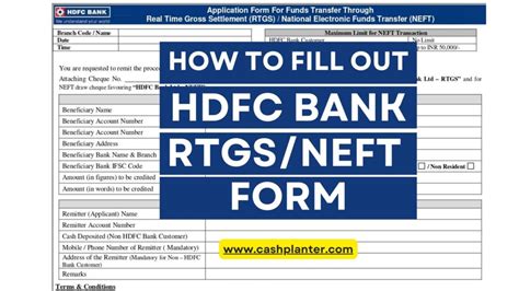 Easy HDFC Bank RTGS Form Filling Cash Planter The