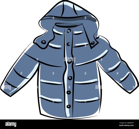 Blue Winter Jacket Illustration Vector On White Background Stock
