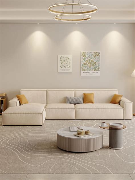 小户型布艺沙发奶油风客厅三四人位直排科技布沙发北欧豆腐块沙发 淘宝网 花瓣网