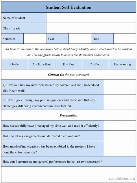 Self Performance Review Template