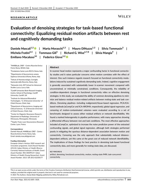 Pdf Evaluation Of Denoising Strategies For Task Based Functional Connectivity Equalizing