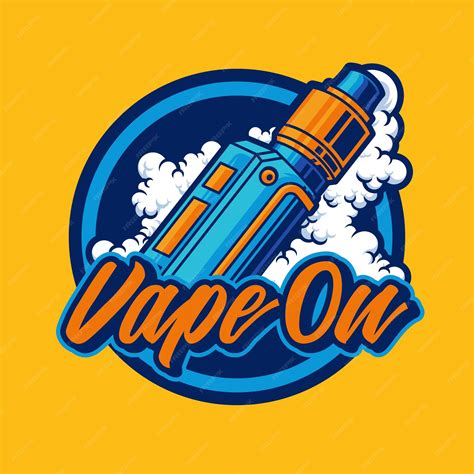 격리 된 배경에 Vape 벡터 템플릿 아트 그림 로고 개념 프리미엄 벡터